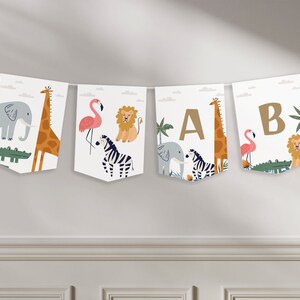 Editable Safari Animal Wild Animal Jungle Animal Happy Birthday Banner ...