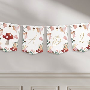 Editable Fairy Happy Birthday Banner High Chair Banner Fairy Forest ...