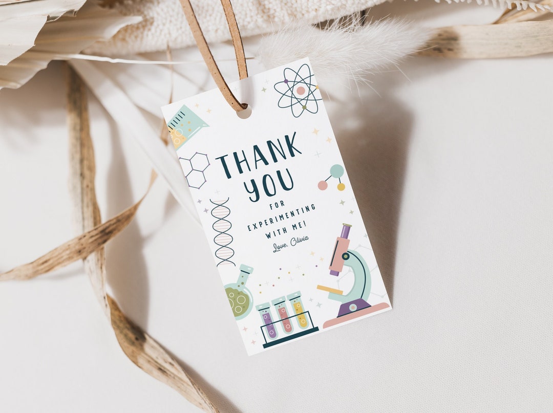 Science Gift Tag Thank You Tag Cute Science Birthday Decor Printable ...