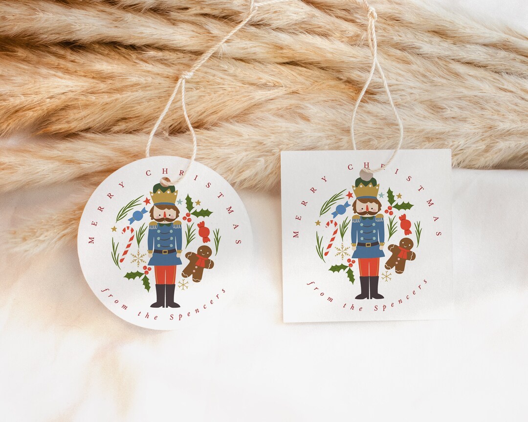 Editable Merry Christmas Nutcracker Gift Tag Thank You Tag Food Label ...