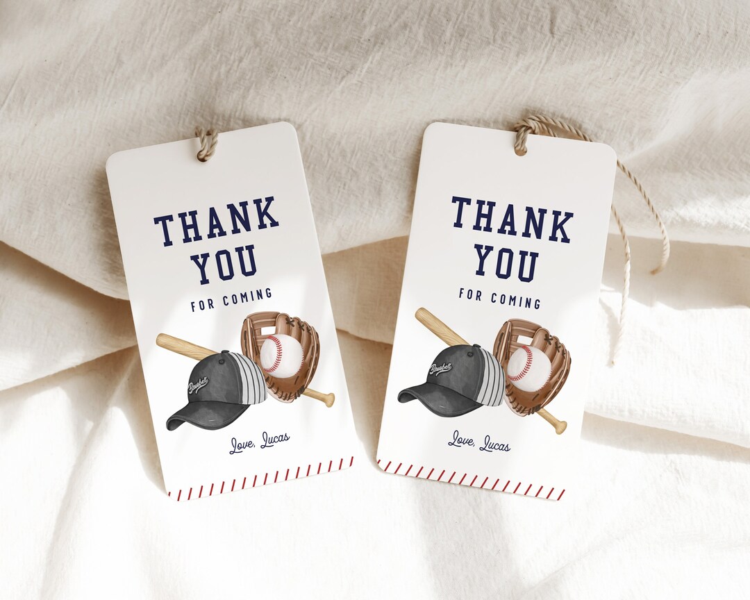 Editable Baseball Birthday Decor Favor Thank You Gift Tag Food Label ...