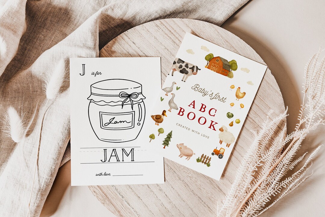 ABC Coloring Book Barn Farm Animal Game Shower Activity Baby Book ...