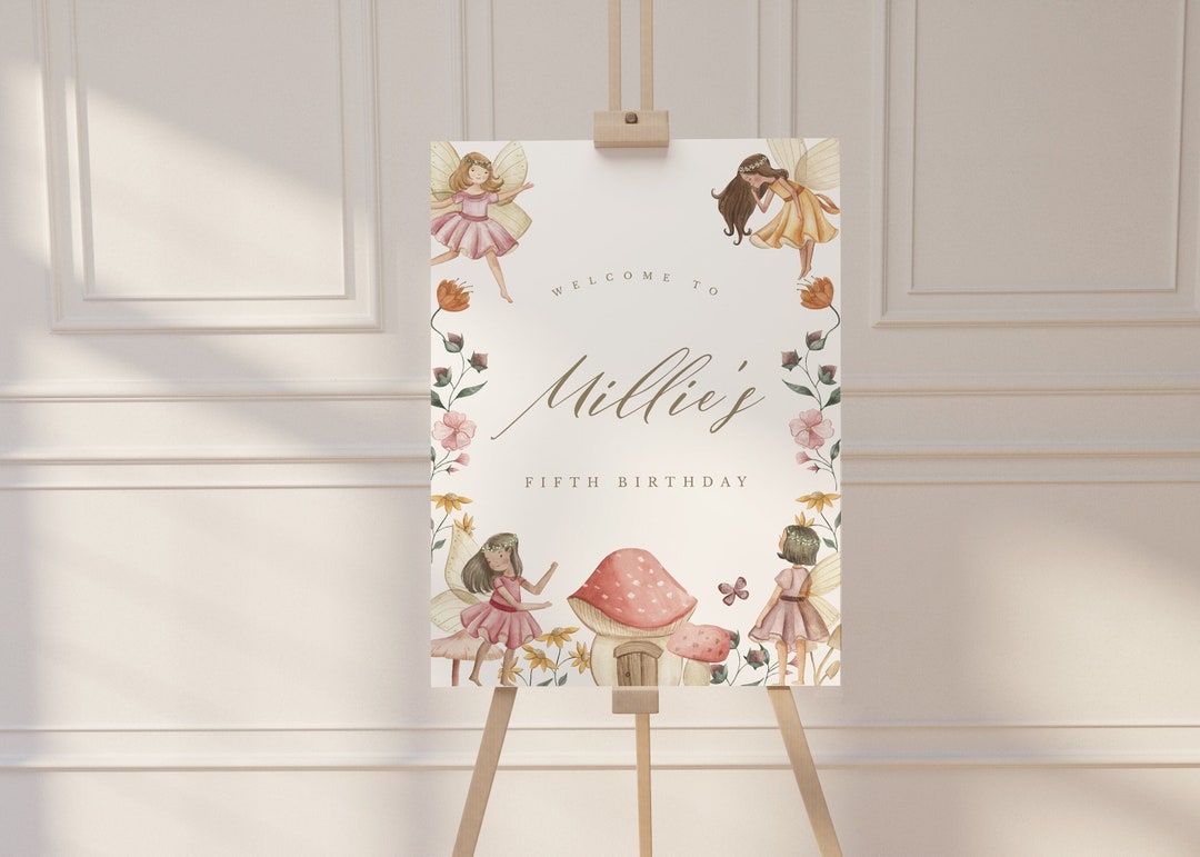 Editable Fairy Welcome Sign Custom Sign Garden Fairies Birthday Decor ...