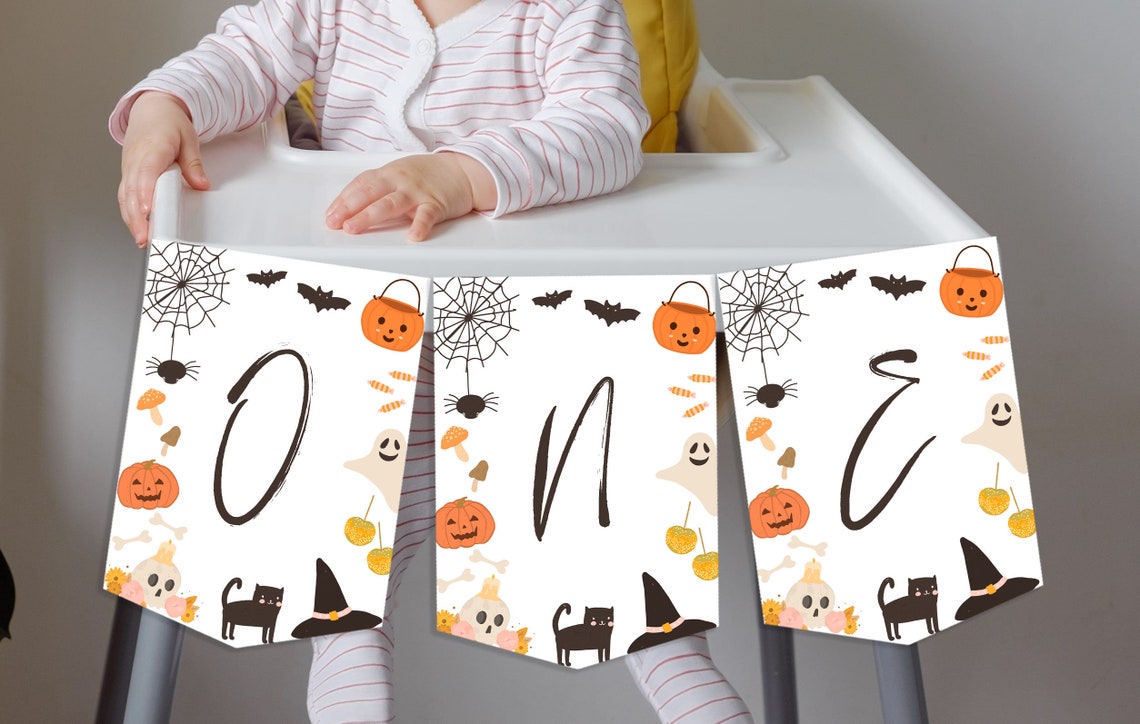 Editable Halloween Happy Birthday Banner High Chair Banner - Etsy