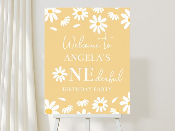 Editable Daisy Modern Birthday Party Welcome Sign Birthday Sign Custom ...