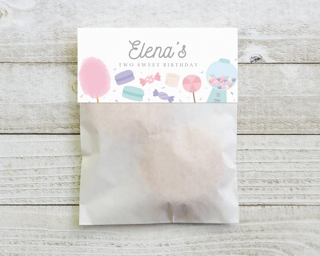 Two Sweet Treat Bag Toppers Gift Bag Toppers Candy Lollipop Macaroon ...