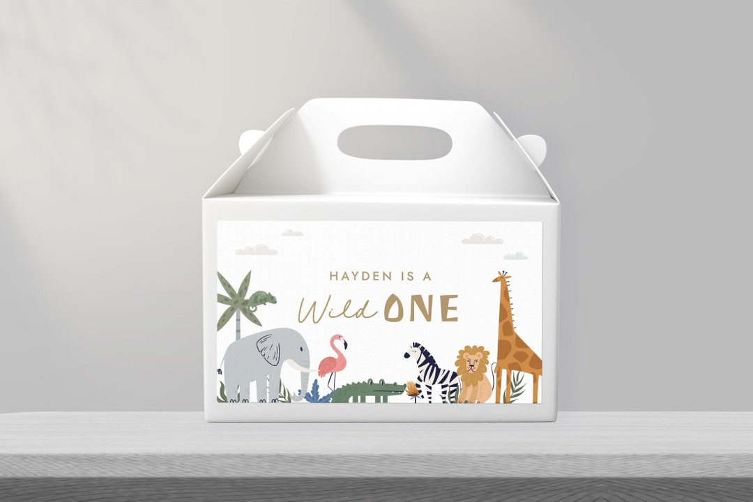 Safari Animal Wild Animal Jungle Animal Gable Box Label Favor Box Label ...