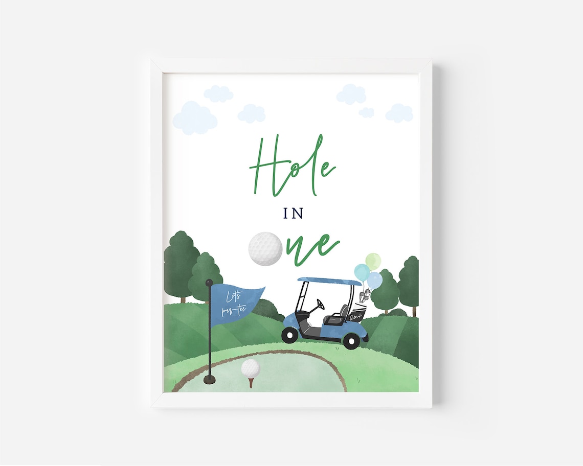 Instant Download Golf Hole in One Sign Golf Birthday Decor - Etsy