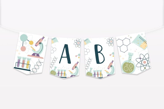 Editable Science Happy Modern Birthday Banner High Chair Banner ...