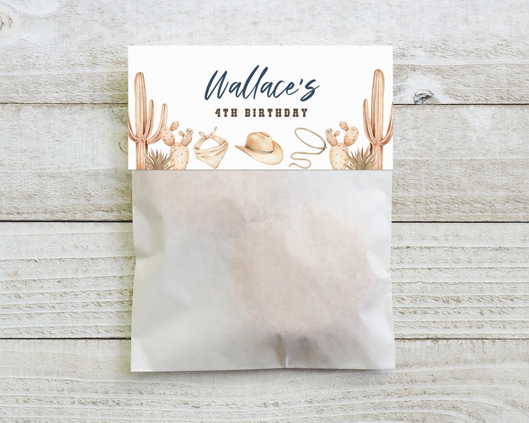 Western Cowboy Treat Bag Toppers Birthday Gift Bag Toppers Birthday ...