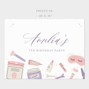 Editable Spa Party Birthday Party Backdrop Cosmetic Slumber Party ...