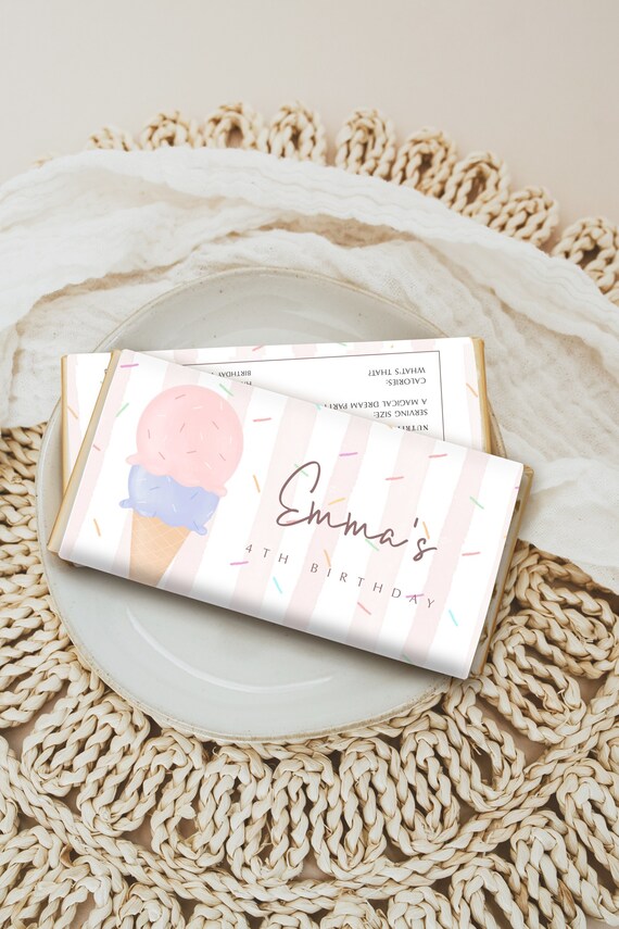 Ice Cream Chocolate Wrapper Candy Bar Wrapper Modern Birthday Decor ...