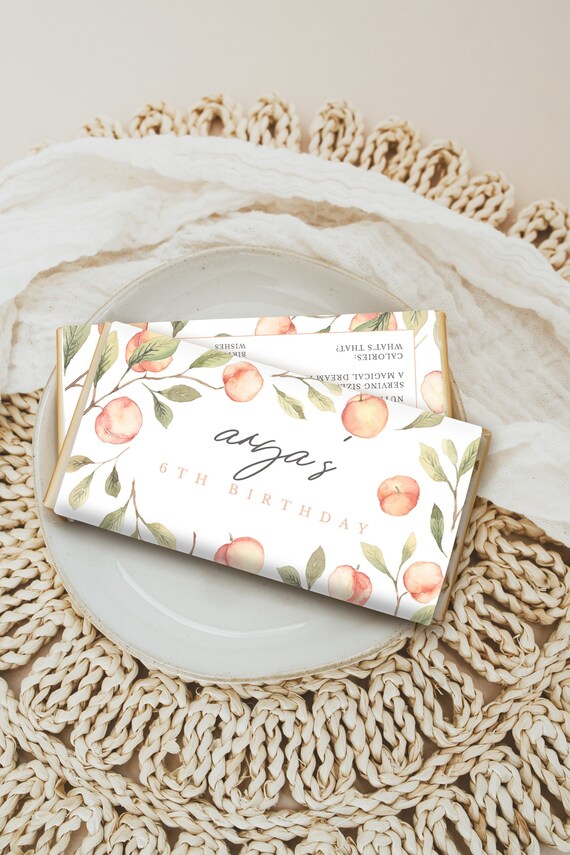 Editable Sweet Peach Chocolate Wrapper Candy Bar Wrapper Modern ...