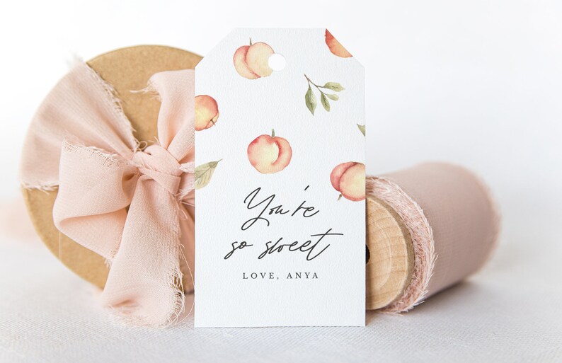 Editable Sweet Peach Birthday Decor Favor Thank You Gift Tag | Etsy