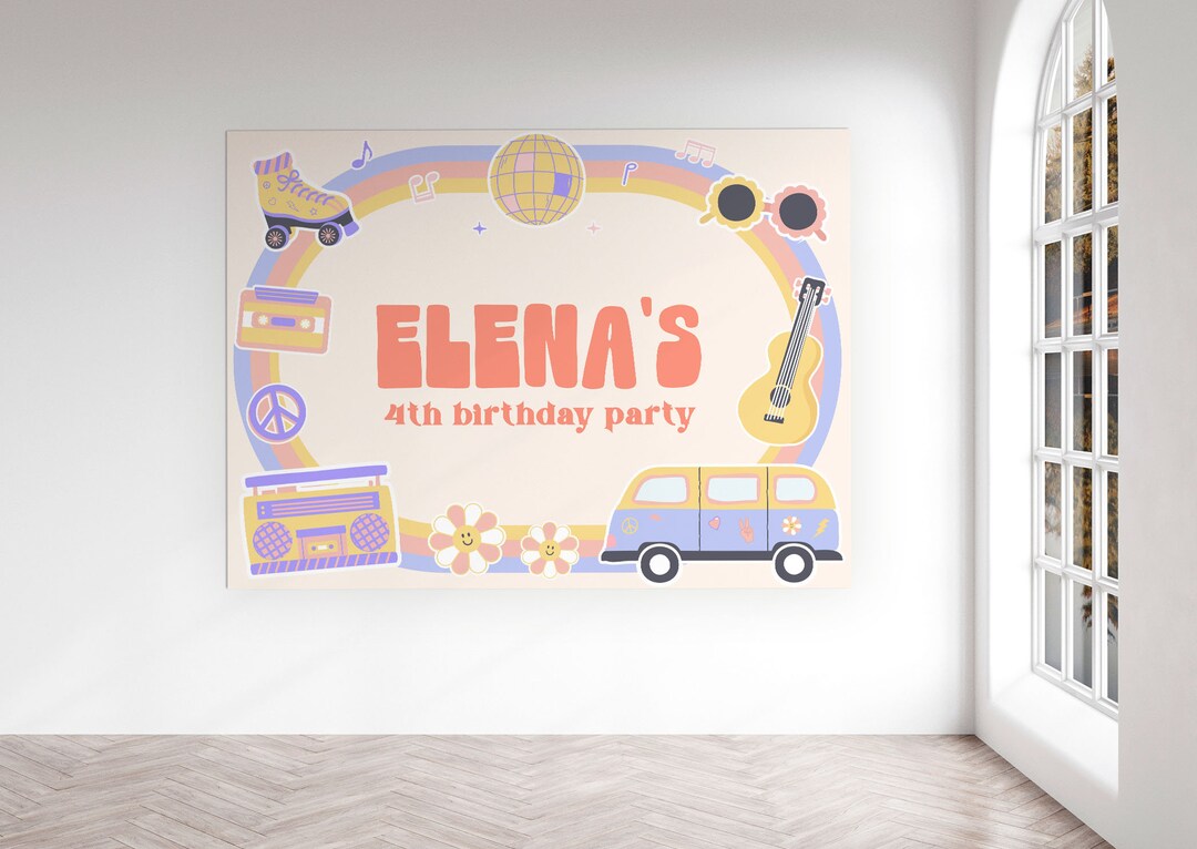 Groovy Disco Party Birthday Backdrop Retro Disco Ball Sign Custom Sign ...