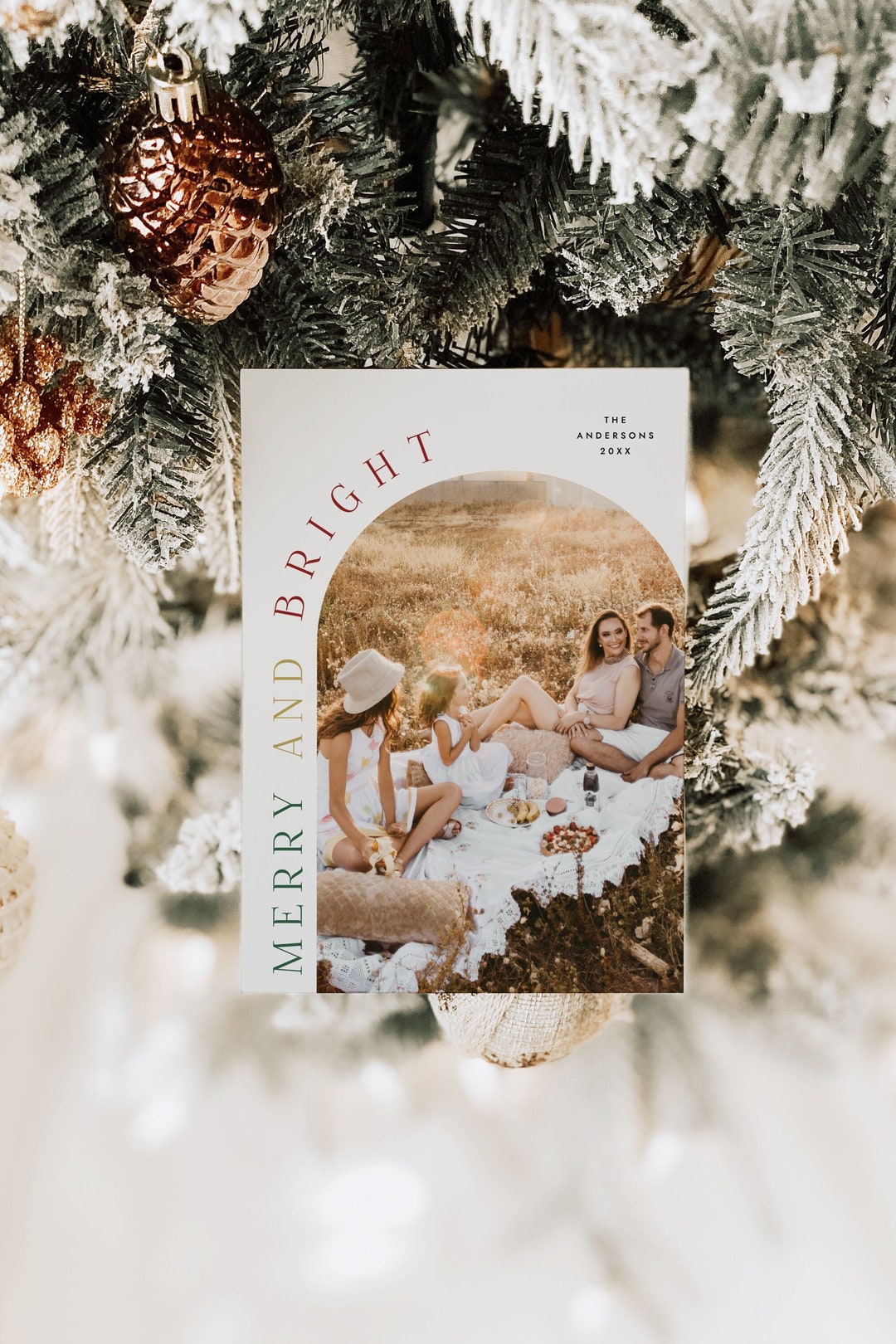 Editable Modern Minimalist Joy Christmas Holiday Photo Card ...