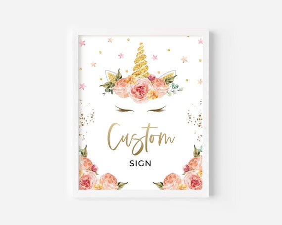 Editable Floral Unicorn Rainbow Magical Modern Birthday Decor Custom ...