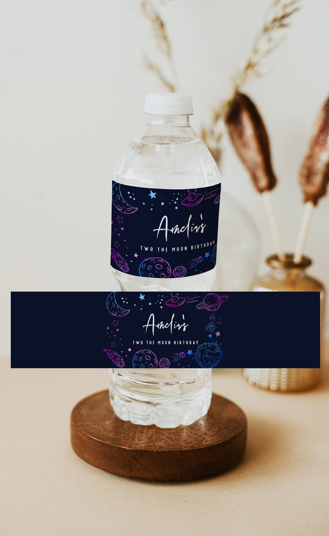 Editable Space Water Bottle Label Waterbottle Wrapper Astronaut Planets ...