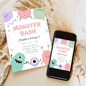 Little Monster Bash Birthday Invitation Template Monsters Invitation ...