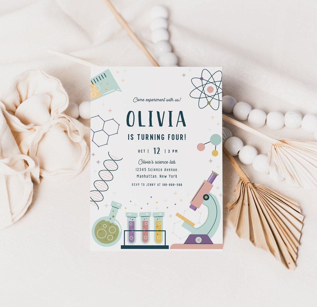 Science Birthday Invitation Template Experiment Invitation Editable ...