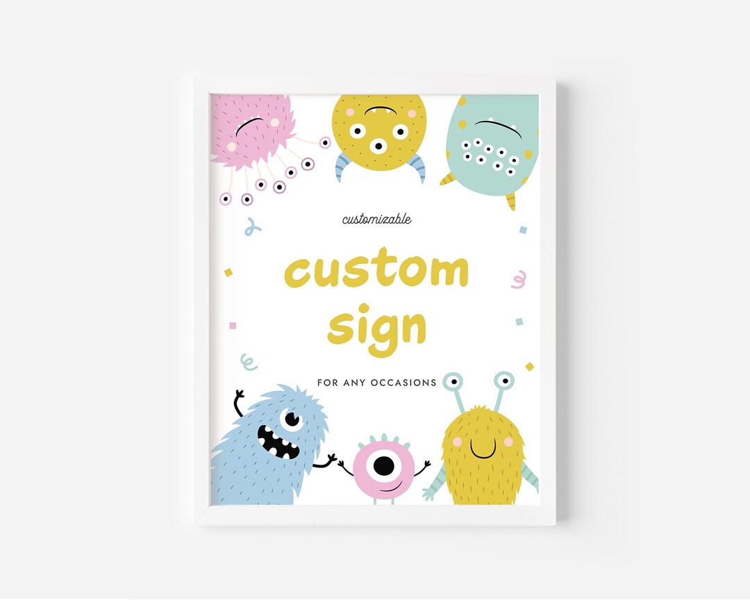 Editable Monster Custom Sign Birthday Decor Printable Little Monster ...