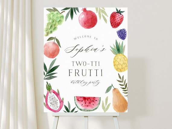 Frutti Modern Birthday Welcome Sign Fruit Birthday Poster Fruit Welcome ...