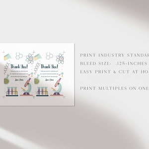 Editable Science Thank You Card Birthday Thank You Note Birthday ...