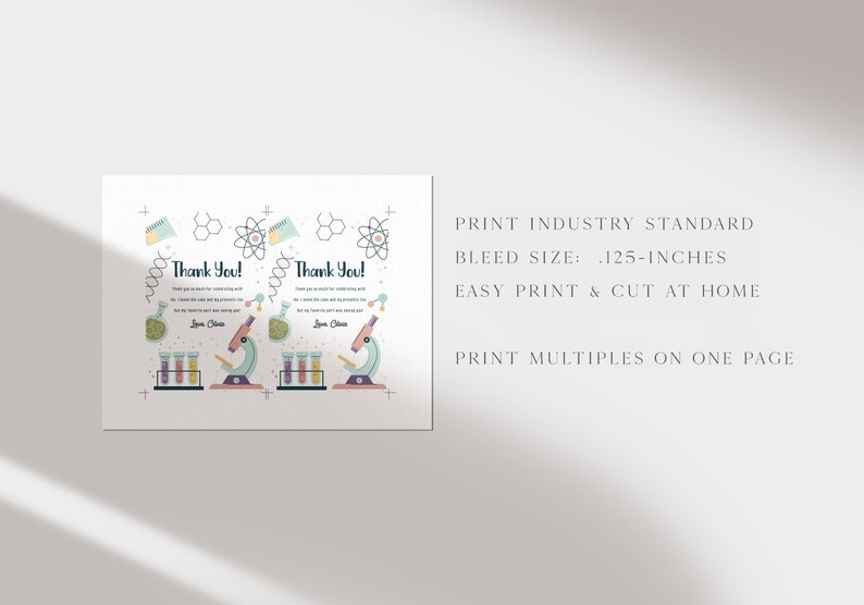Editable Science Thank You Card Birthday Thank You Note - Etsy