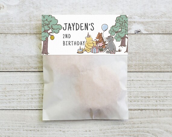 Winnie the Pooh Treat Bag Toppers Modern Birthday Gift Bag Toppers ...
