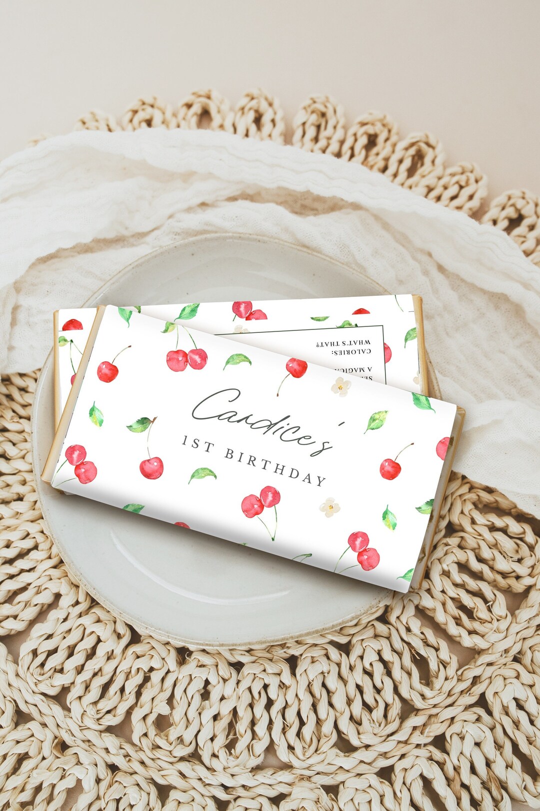 Editable Cherry Berry First Chocolate Wrapper Candy Bar Wrapper Cowgirl ...