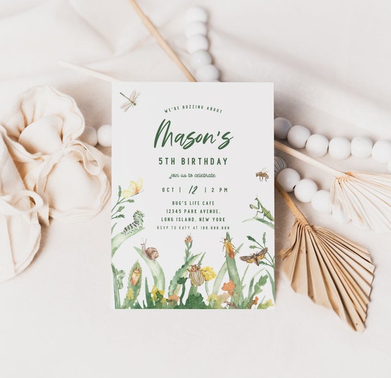Insect Birthday Invitation Bug Birthday Invitation Garden Birthday ...