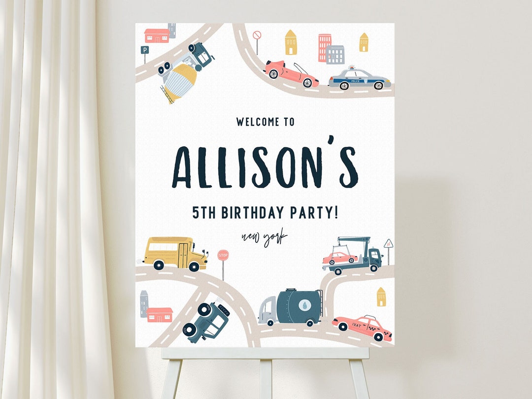 Transportation Birthday Welcome Sign Cars Birthday Printable Party ...