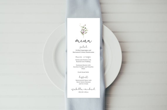 Editable Elegant Summer Wildflower Flower Menu Card Modern Simple ...