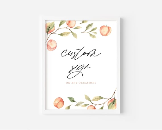 Editable Sweet Peach Custom Sign Modern Birthday Decor Printable Cute ...
