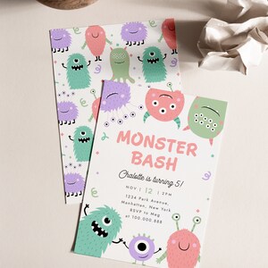 Little Monster Bash Birthday Invitation Template Monsters Invitation ...