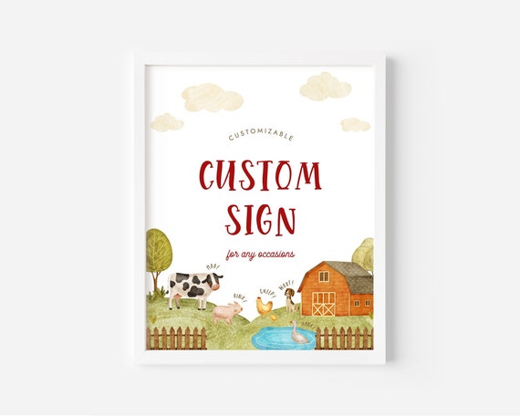 Barnyard Modern BirthdayFarm Animal Barn Animal Custom Sign Birthday ...