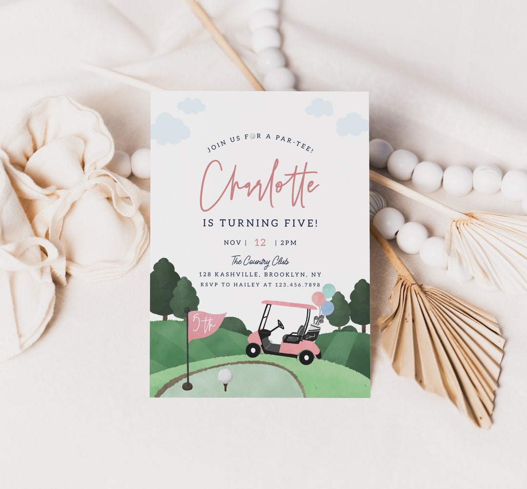 Girl Golf Birthday Invitation Template Golf Course Invitation Ball ...