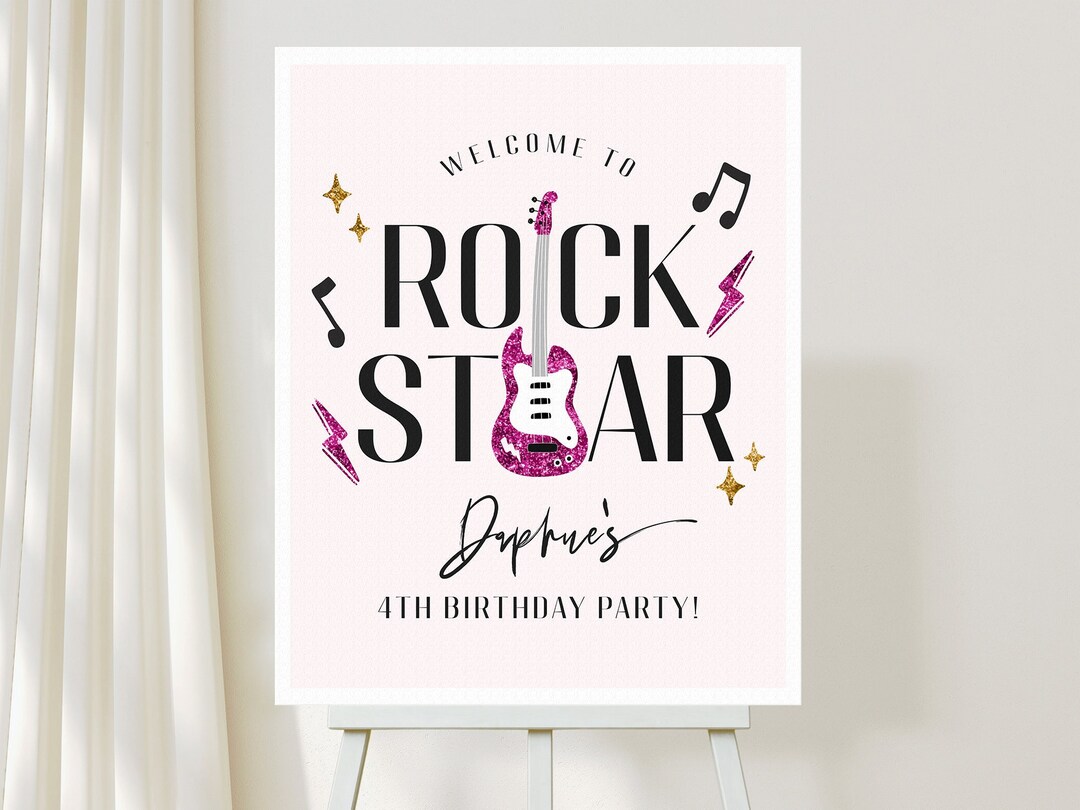 Rock Star Birthday Welcome Sign Birthday Poster Rock Star - Etsy