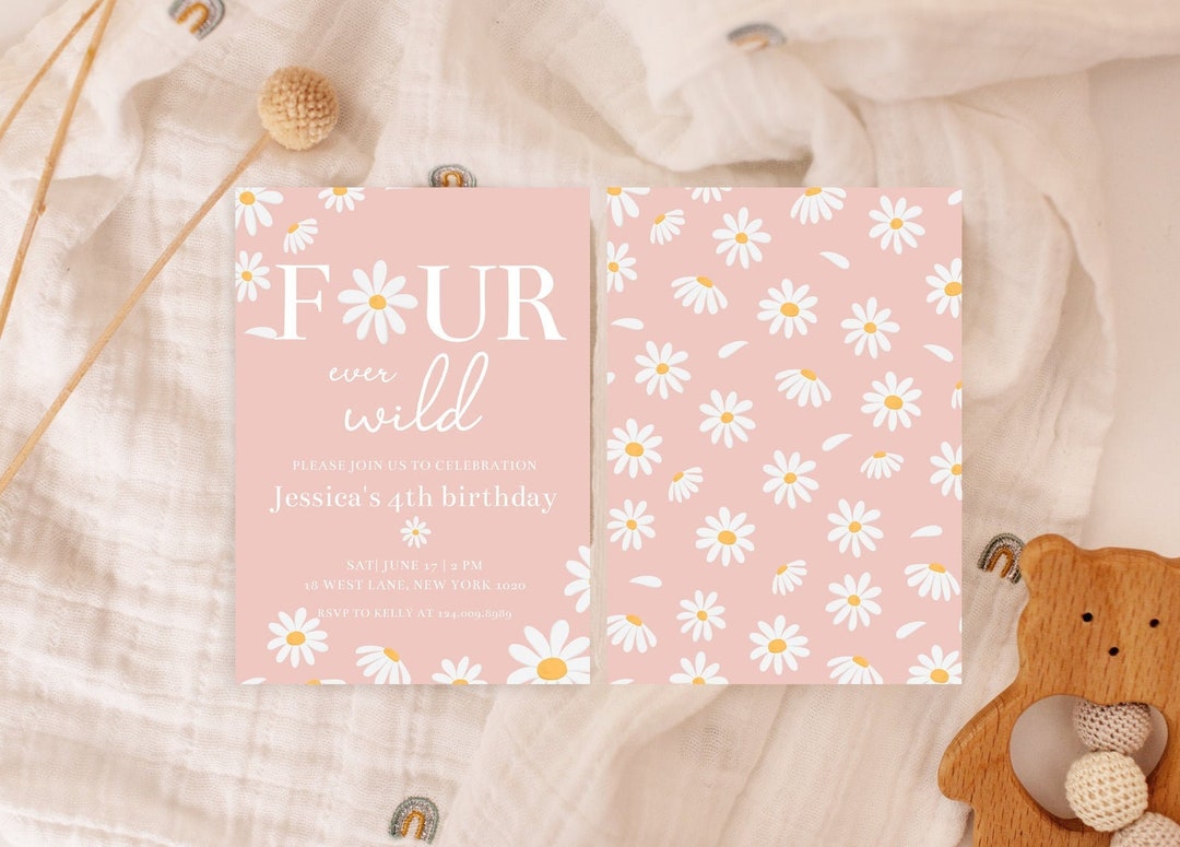 Daisy Birthday Invitation Template Flower Floral Retro - Etsy