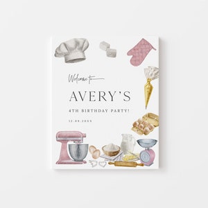 Baking Birthday Welcome Sign Cooking Birthday Sign Custom Sign - Etsy
