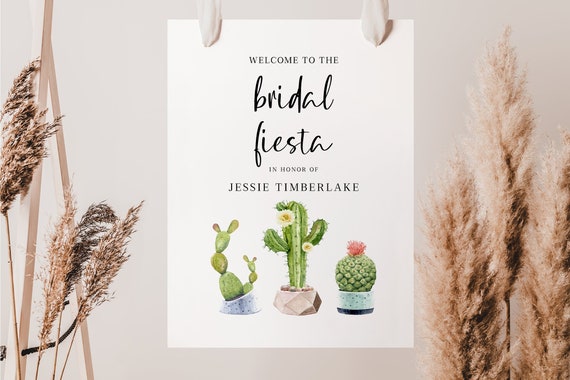 Editable Cactus Succulent Bridal Shower Welcome Sign Modern Welcome ...