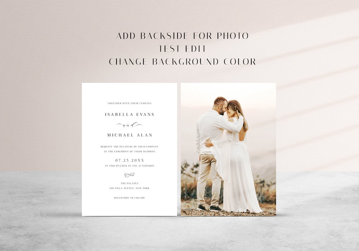 Editable Minimalist Wedding Invitation Set Simple Minimalist - Etsy