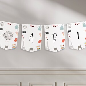 Bonjour Paris Happy Birthday Banner Garland First Bunting High Chair ...