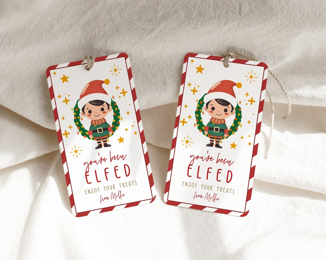 Editable You've Been Elfed Merry Christmas Gift Tag Thank You Tag ...