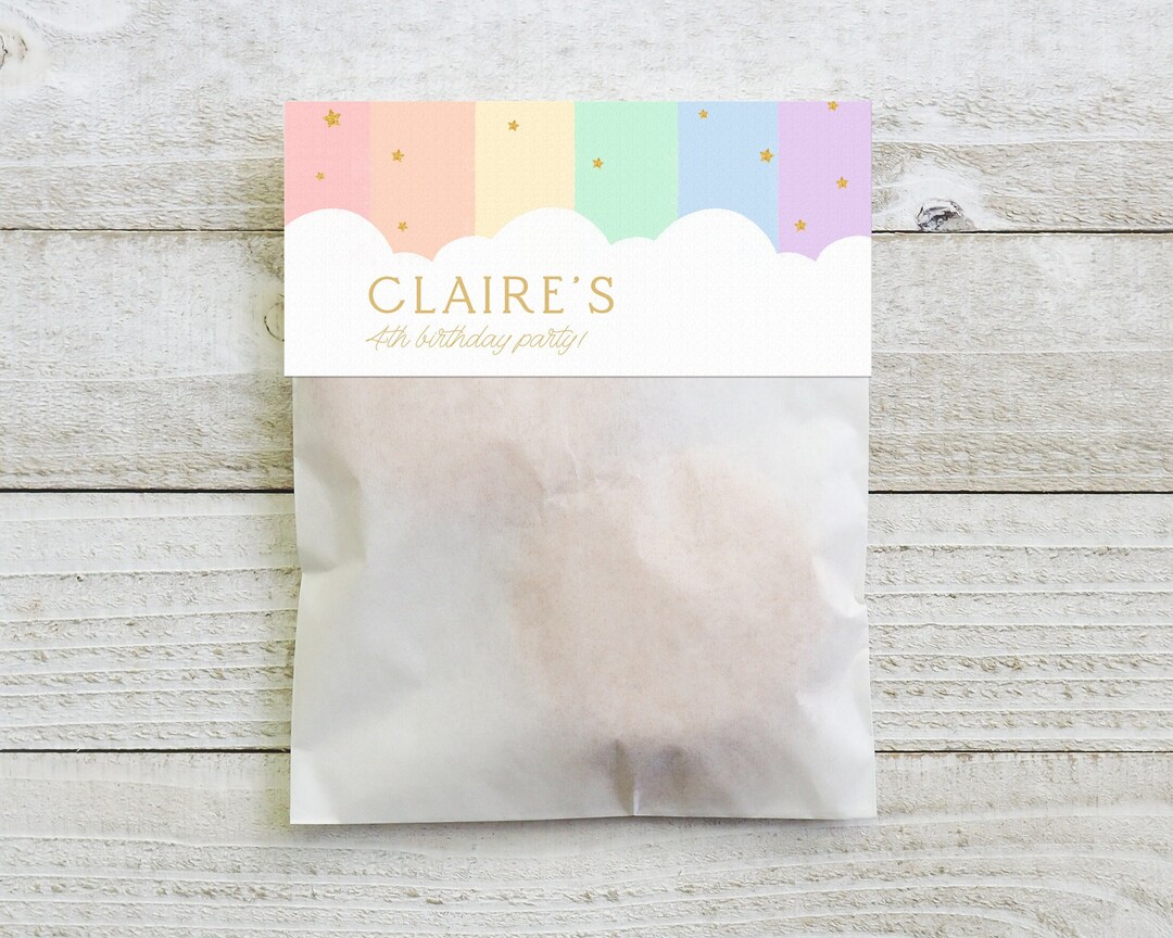 Pastel Rainbow Treat Bag Toppers Gift Bag Toppers Rainbow Birthday ...