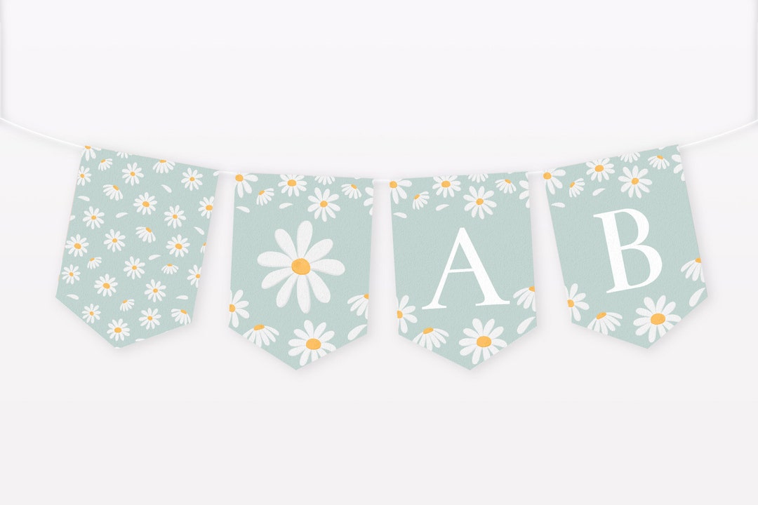Editable Daisy Happy Birthday Banner High Chair Banner Printable Corjl ...