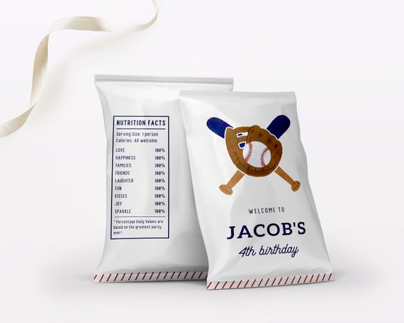 Baseball Chips Chip Bag Snack Favor Crisps Bag Printable Corjl Template ...