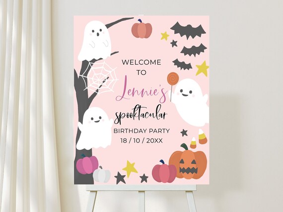 Editable Hey Boo Birthday Party Welcome Sign Custom Sign | Etsy