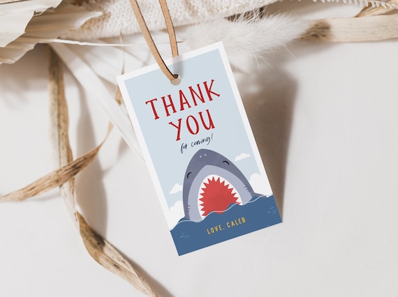 Shark Fintastic Gift Tag Birthday Thank You Gift Under the Sea Birthday ...