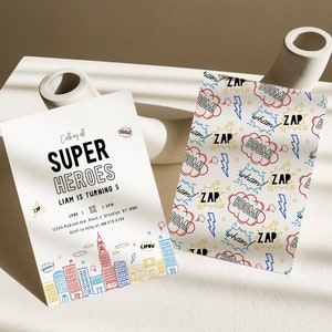 Superhero Birthday Invitation Template Hero Superheroes Editable ...